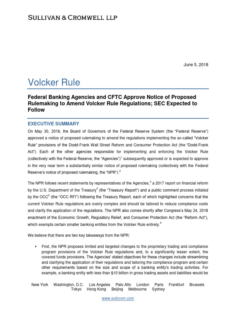 SC Publication Volcker Rule 06-05-18 | PDF