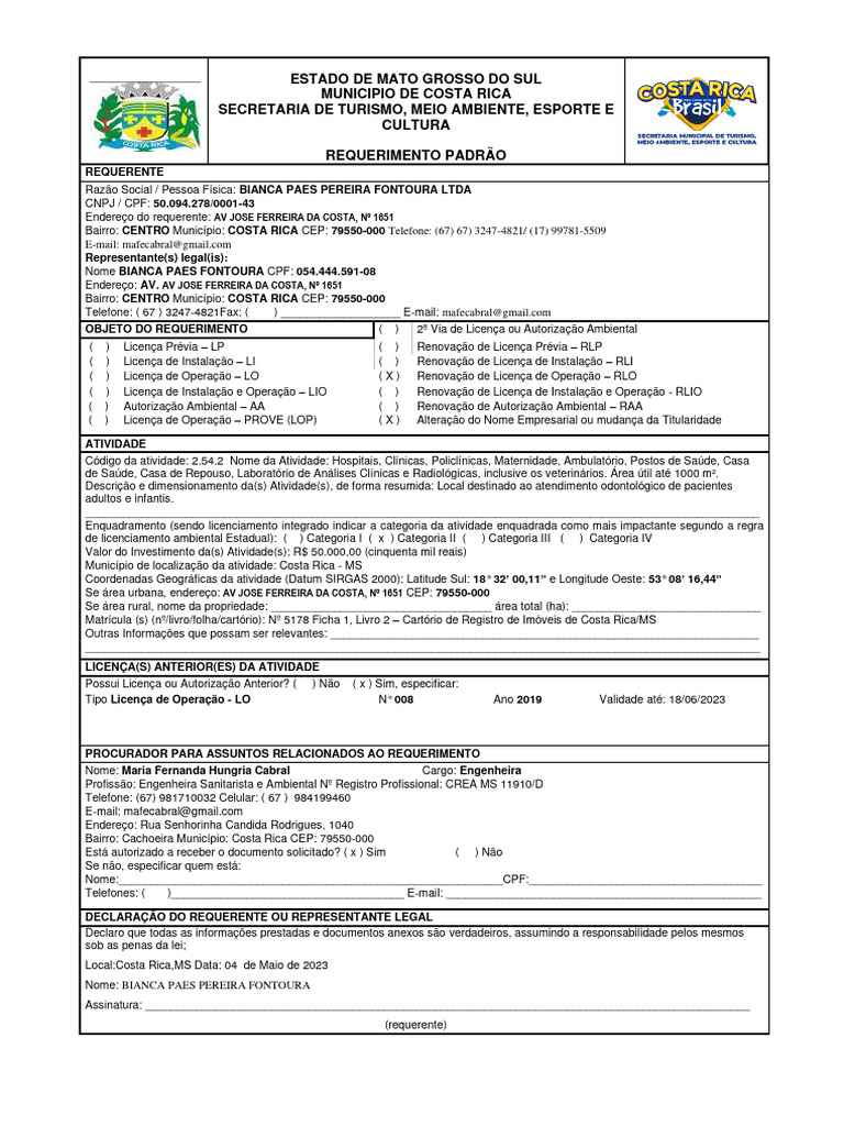 Requerimento Padrão - Preenchido | PDF