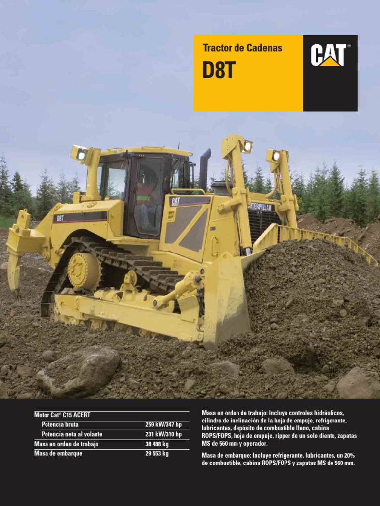 Tractor Oruga CAT-D8T | PDF | Transmisión automática | Tractor