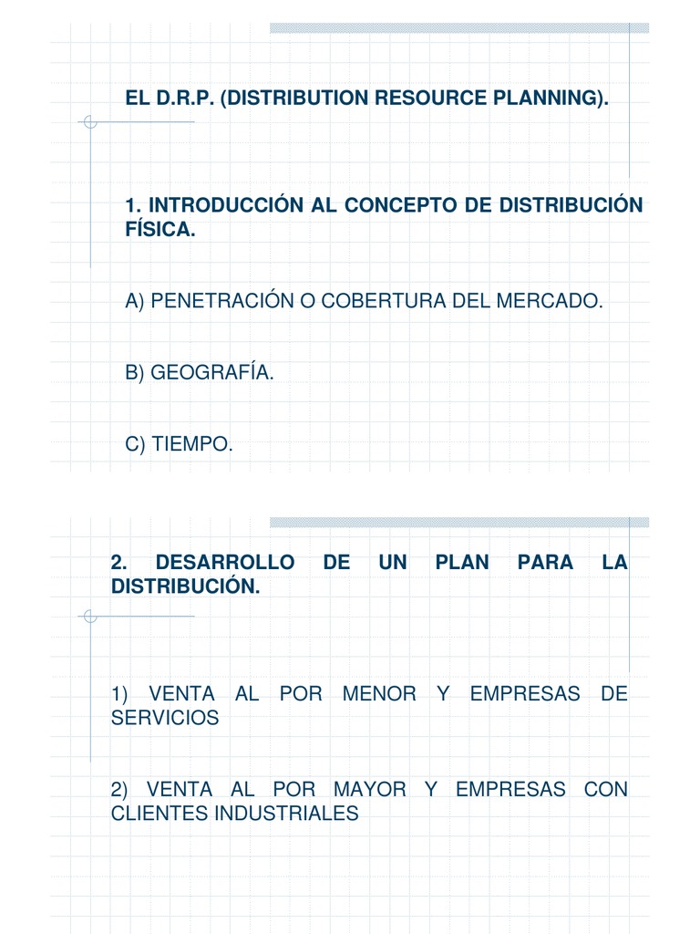 D.R.P. (Distribution Resource Planning) | PDF | Inventario ...