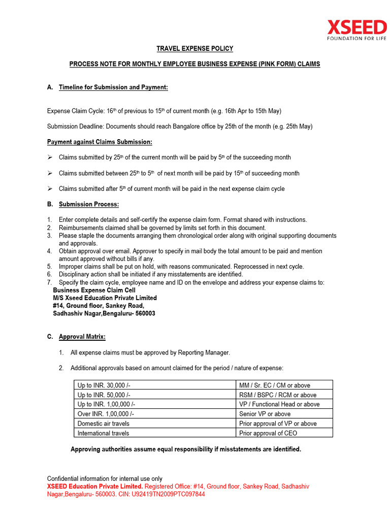 Travel Expense Policy V.2 | PDF