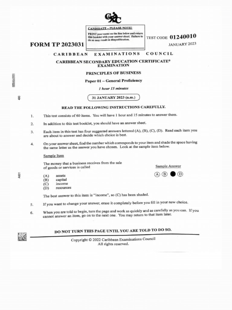 POB Paper 1 Jan 2023 | PDF