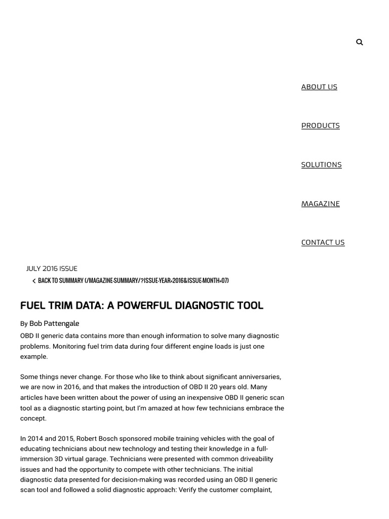 Fuel Trim Diagnostics for OBD II Systems | PDF | Pump | Manufactured Goods