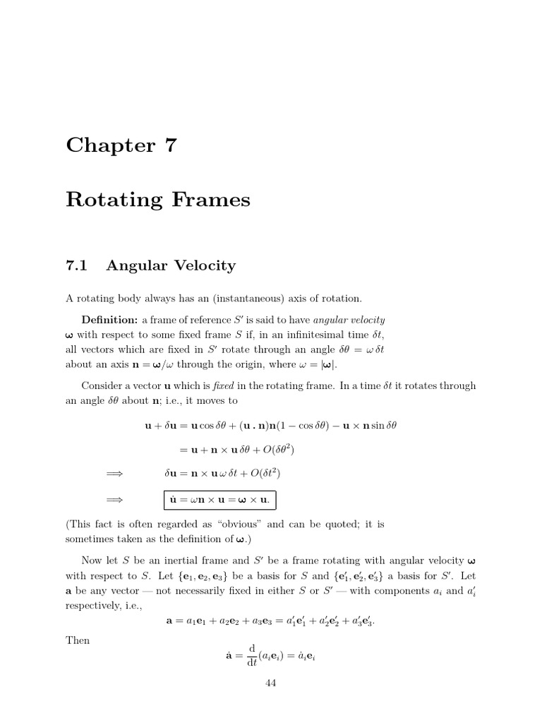 Angular Velocity & Rotating Frames | PDF | Geometry | Physics