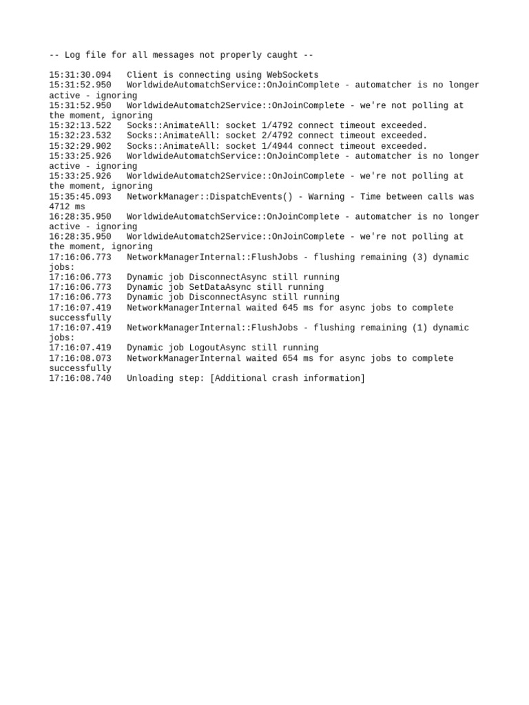 Log File of WebSocket Connection Issues | PDF | Business | Technology & Engineering