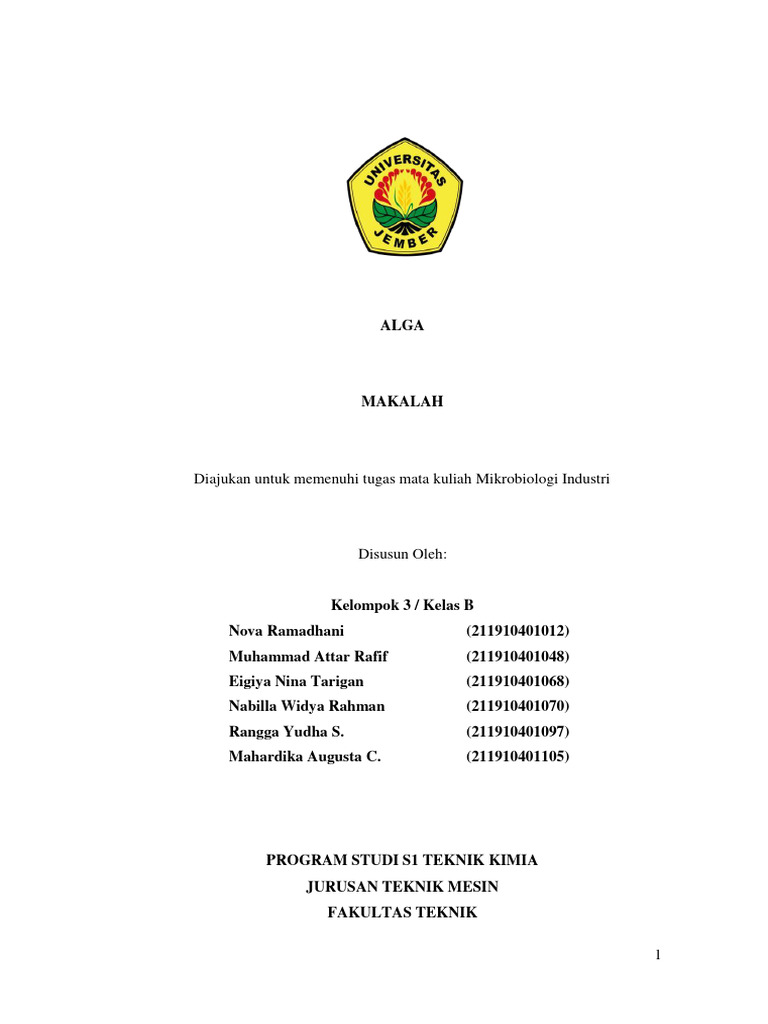 Mikrobiologi Industri - B - Kelompok 4 - Alga | PDF