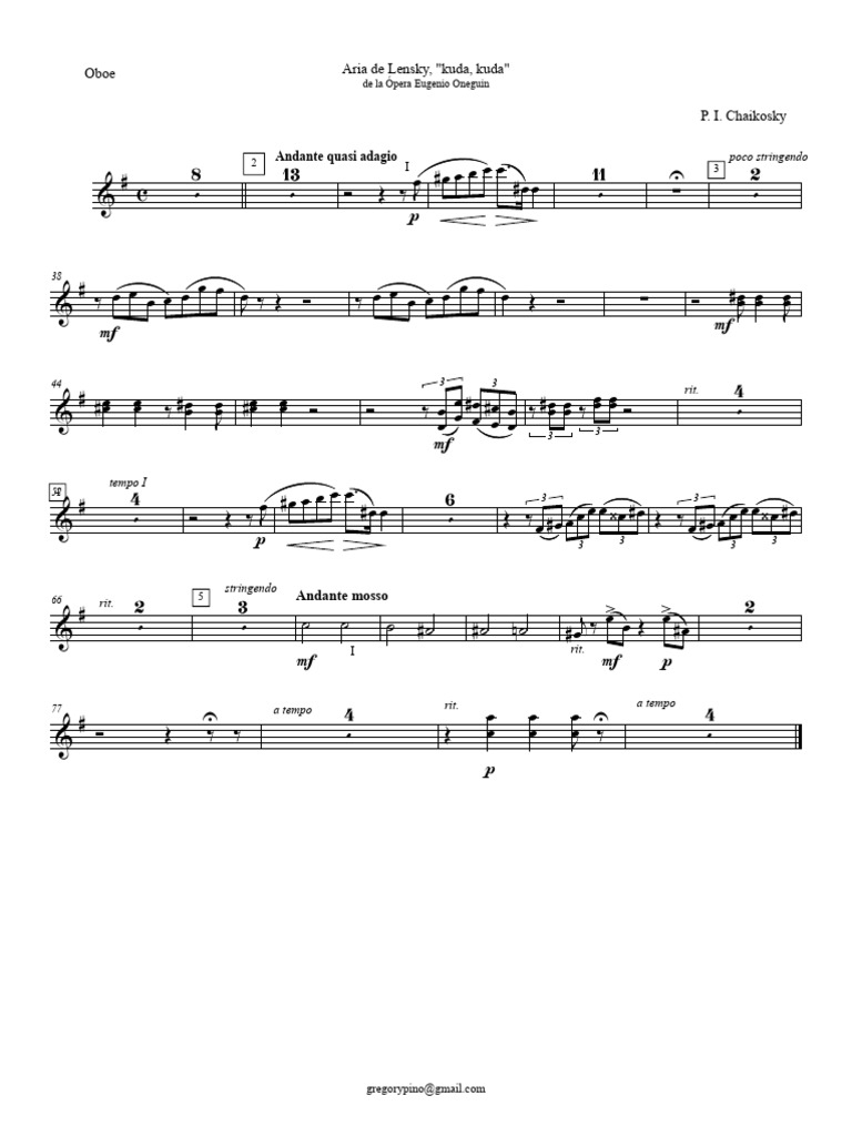 Aria de Lensky from Eugene Onegin | PDF