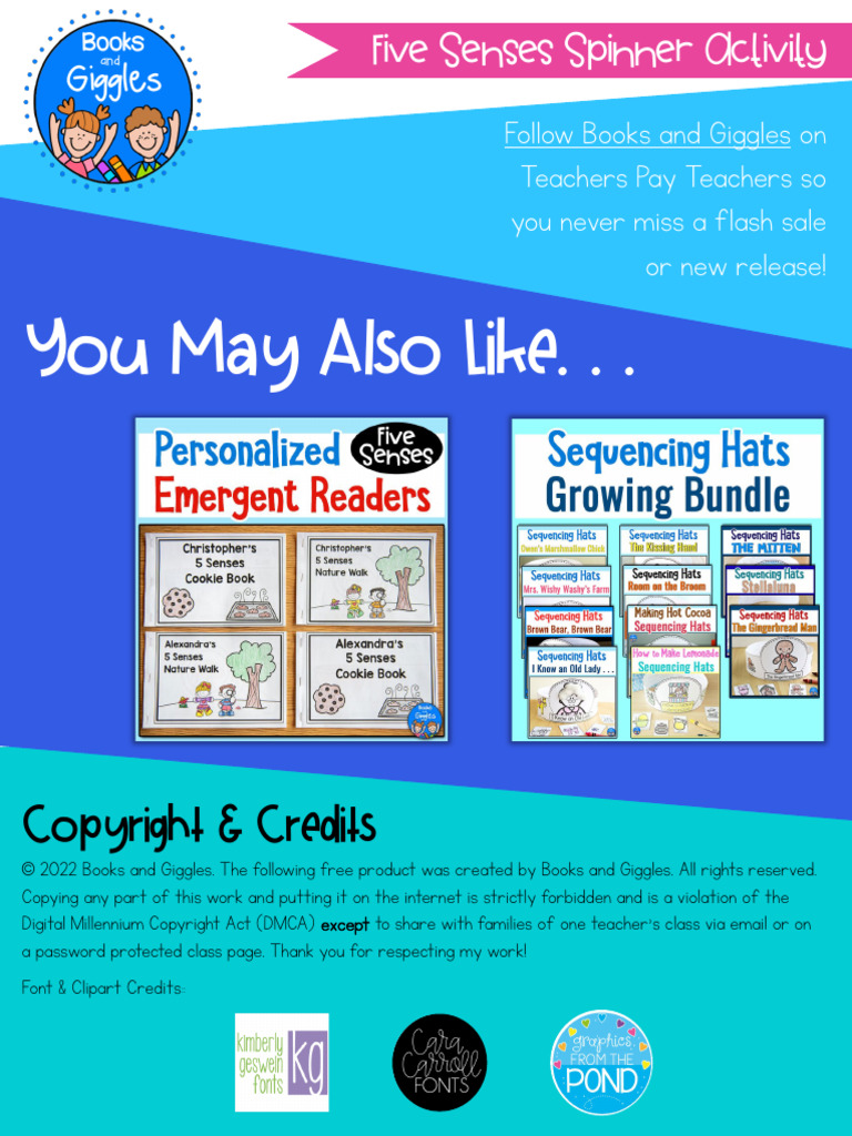 Five Senses Spinner Activity | PDF