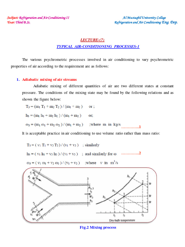 Lecture (7) Hvac | PDF | Humidity | Air Conditioning