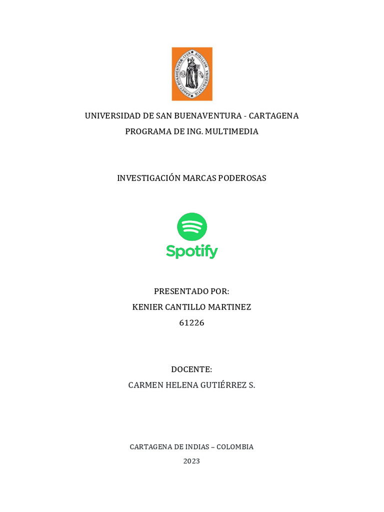 Investigación Marcas Poderosas - Kenier | PDF | Spotify | Aplicación movil