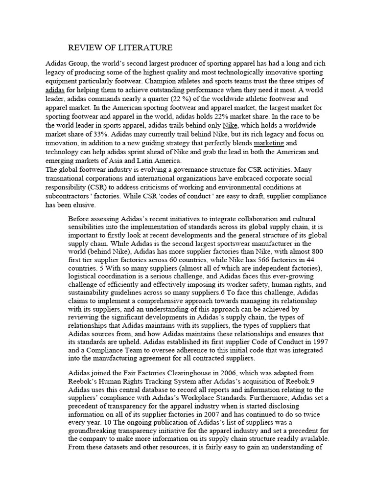 Review of Literature | PDF | Supply Chain | Adidas