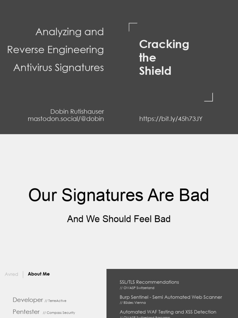 Analyzing and Reverse Engineering Antivirus Signature | PDF | Computer ...