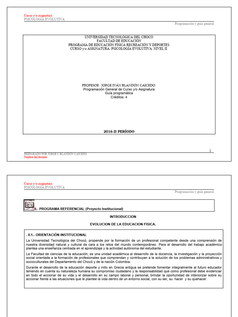 GUIA PROGRAMATICA Psicología Evolutiva | PDF