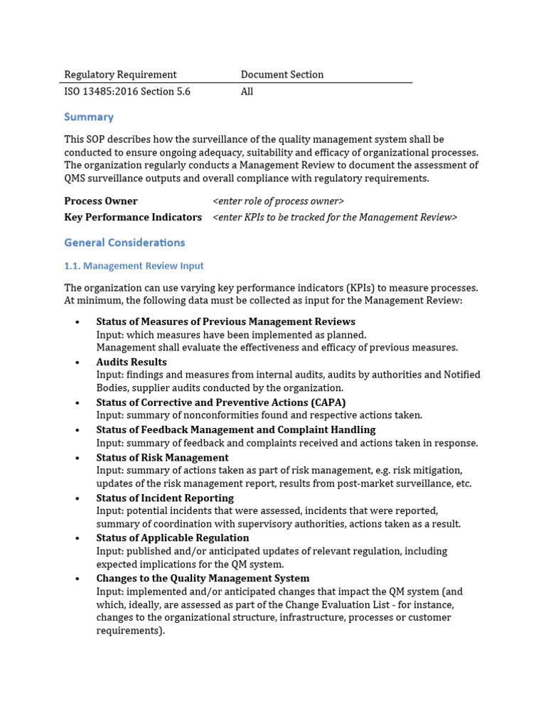 Sop Management Review | PDF | Performance Indicator | Quality ...