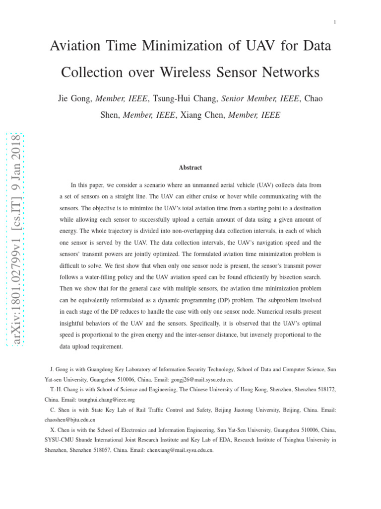 Aviation Time Minimization Of Uav For Data Collection Over Wireless Sensor Networks Pdf