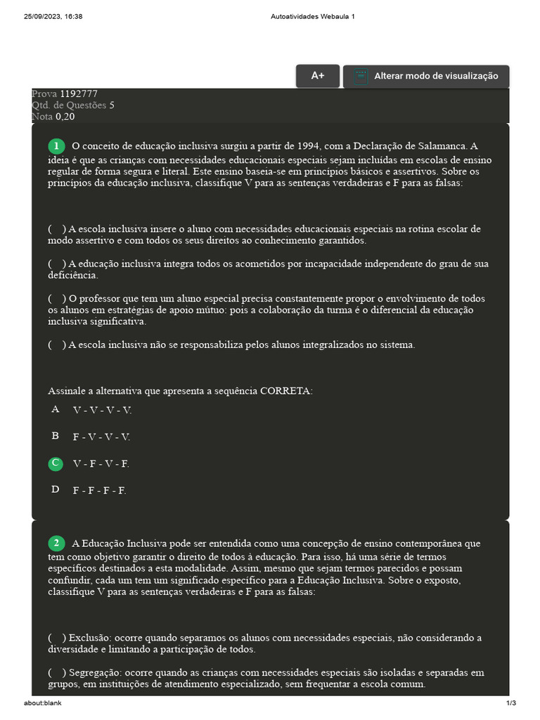 Autoatividades Webaula 1 | PDF