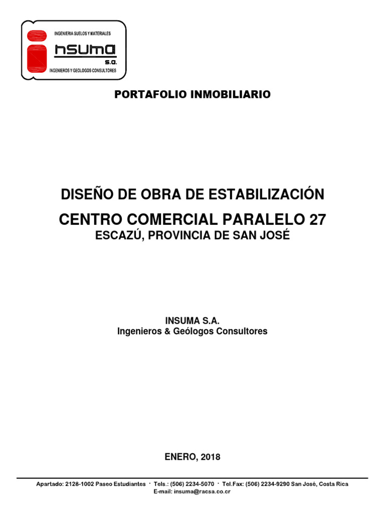 Centro Comercial Paralelo 27: Diseño de Obra de Estabilización | PDF ...