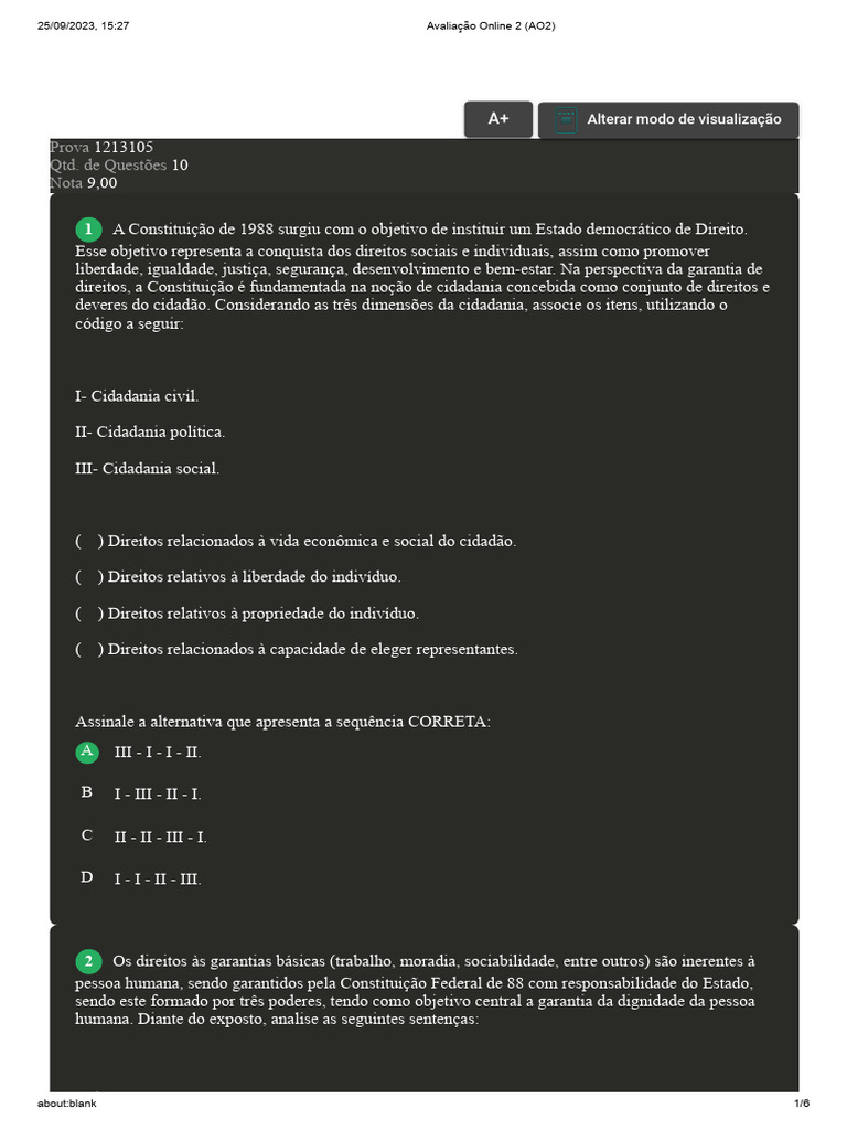 Avaliação Online 2 (AO2) | PDF