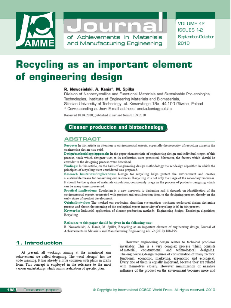 Recycling As An Important Element | PDF | Life Cycle Assessment ...