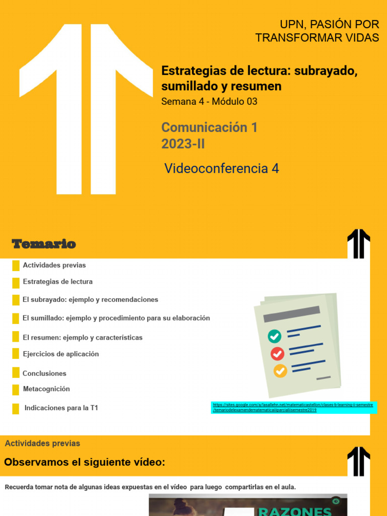 Semana 4 - Subrayado, Sumillado y Resumen | PDF