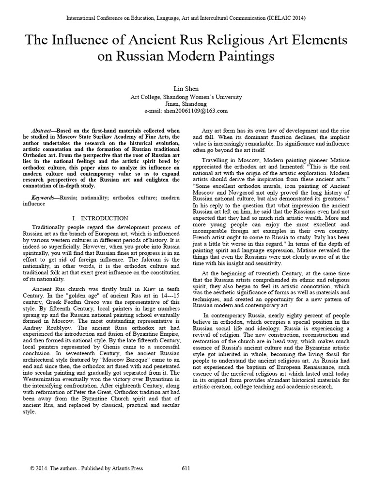 The Influence of Ancient Rus Religious Art Elements On Russian Modern ...