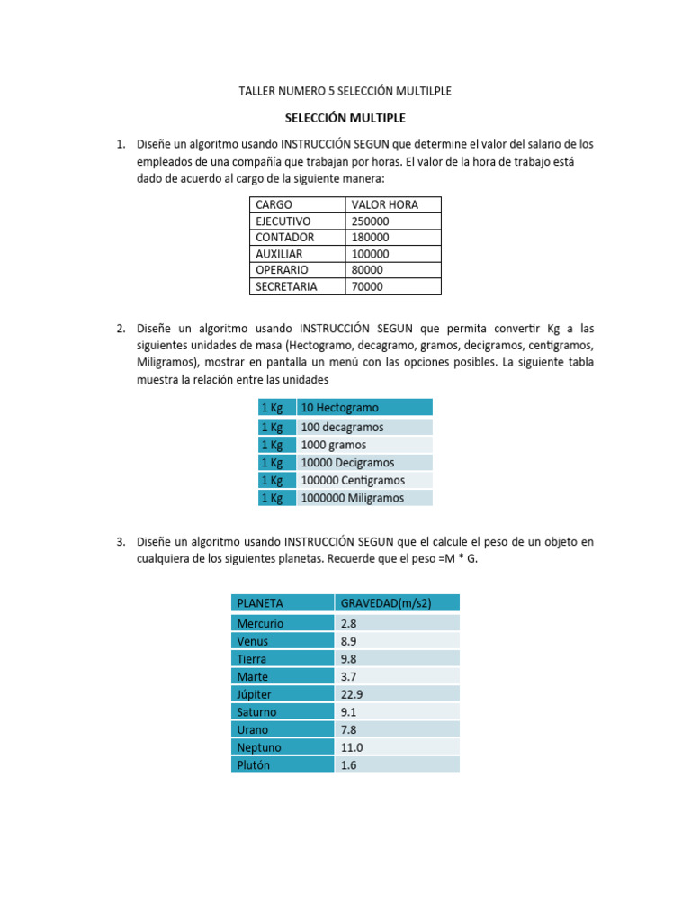 Algoritmos de Selección Múltiple en Programación | PDF