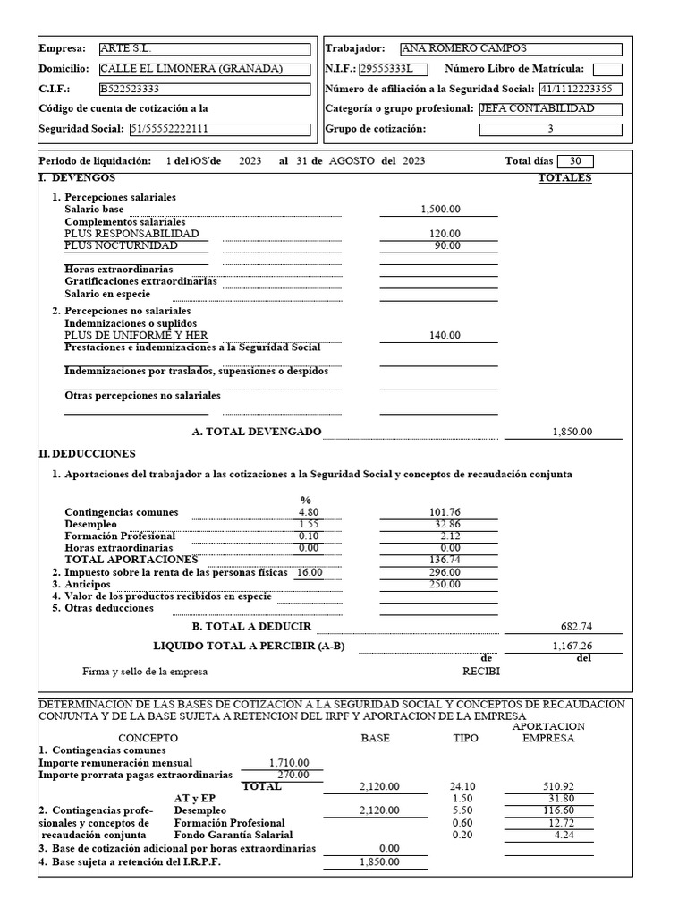 Plantilla Nomina Pdf