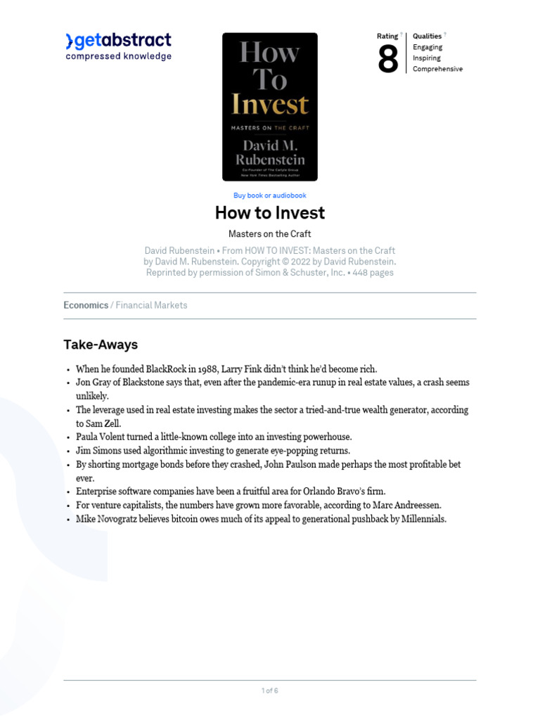 How To Invest Rubenstein en 45227 | PDF | Black Rock | Cryptocurrency