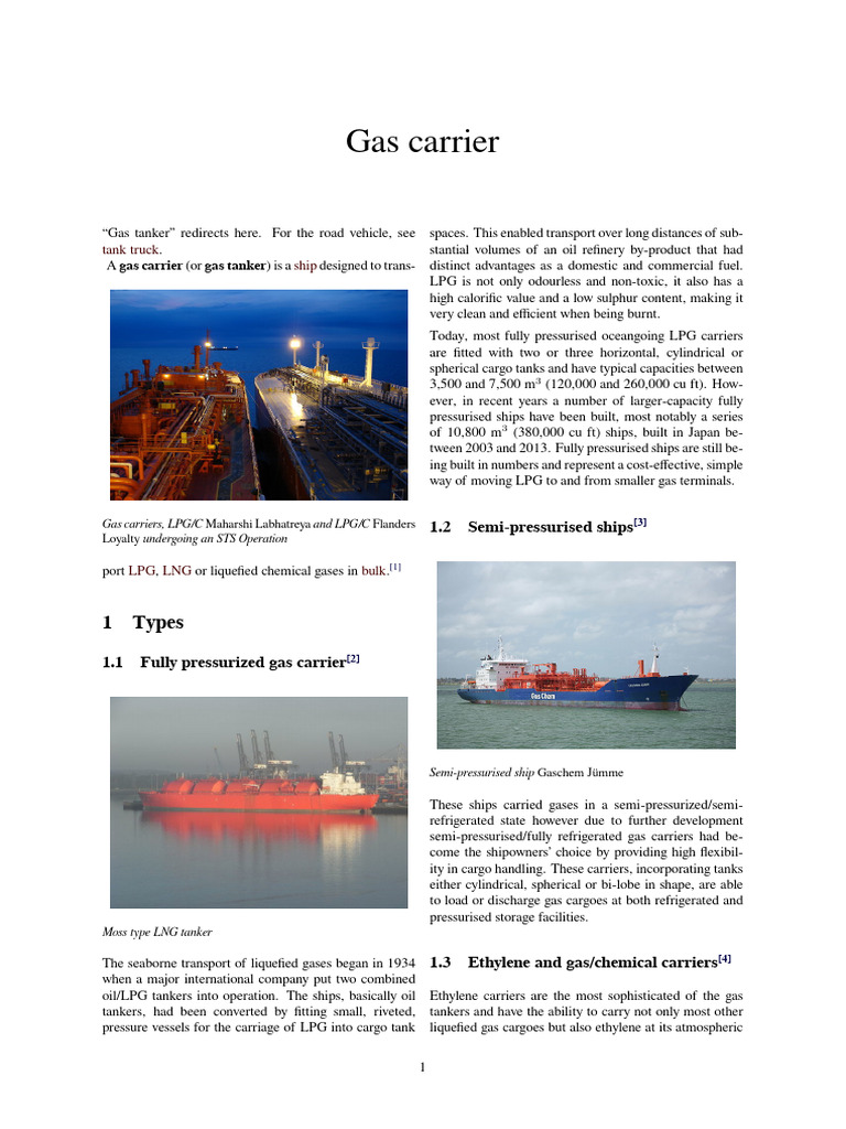 Types and Functions of Gas Carriers | PDF | Gases | Chemistry