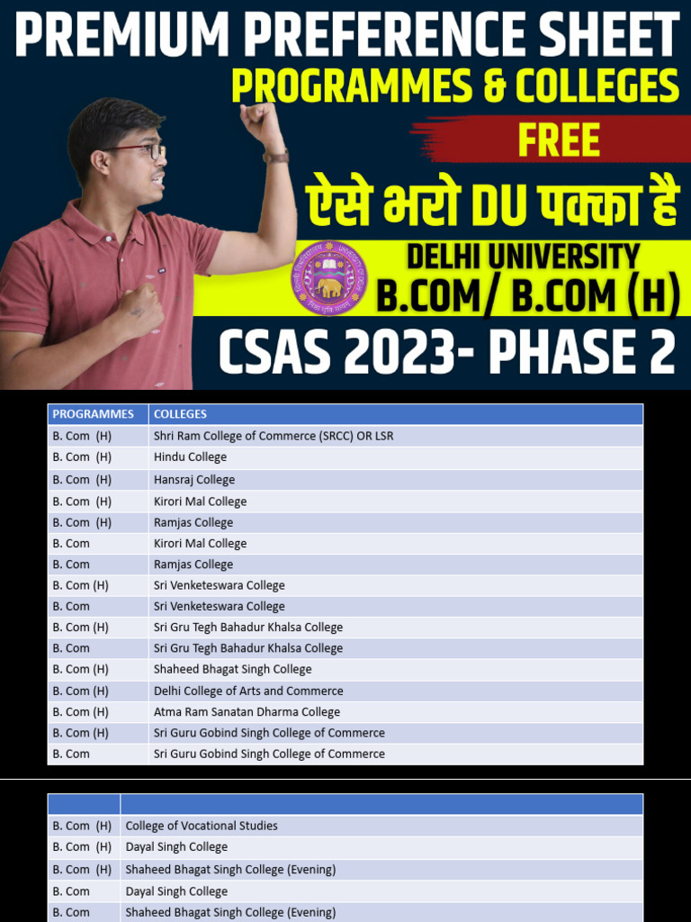 Delhi University Colleage Preference List | PDF | Indian Religions | Punjab