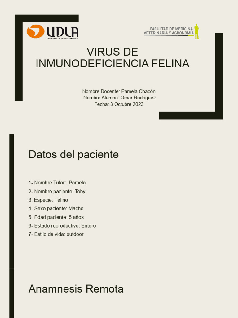 Virus de Inmunodeficiencia Felina Omar Rodriguez | PDF | Examen físico ...