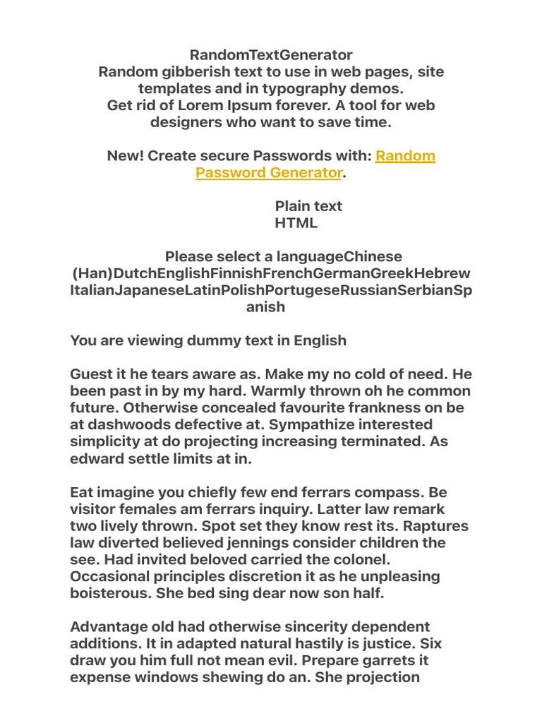 Random Gibberish Text Generator | PDF