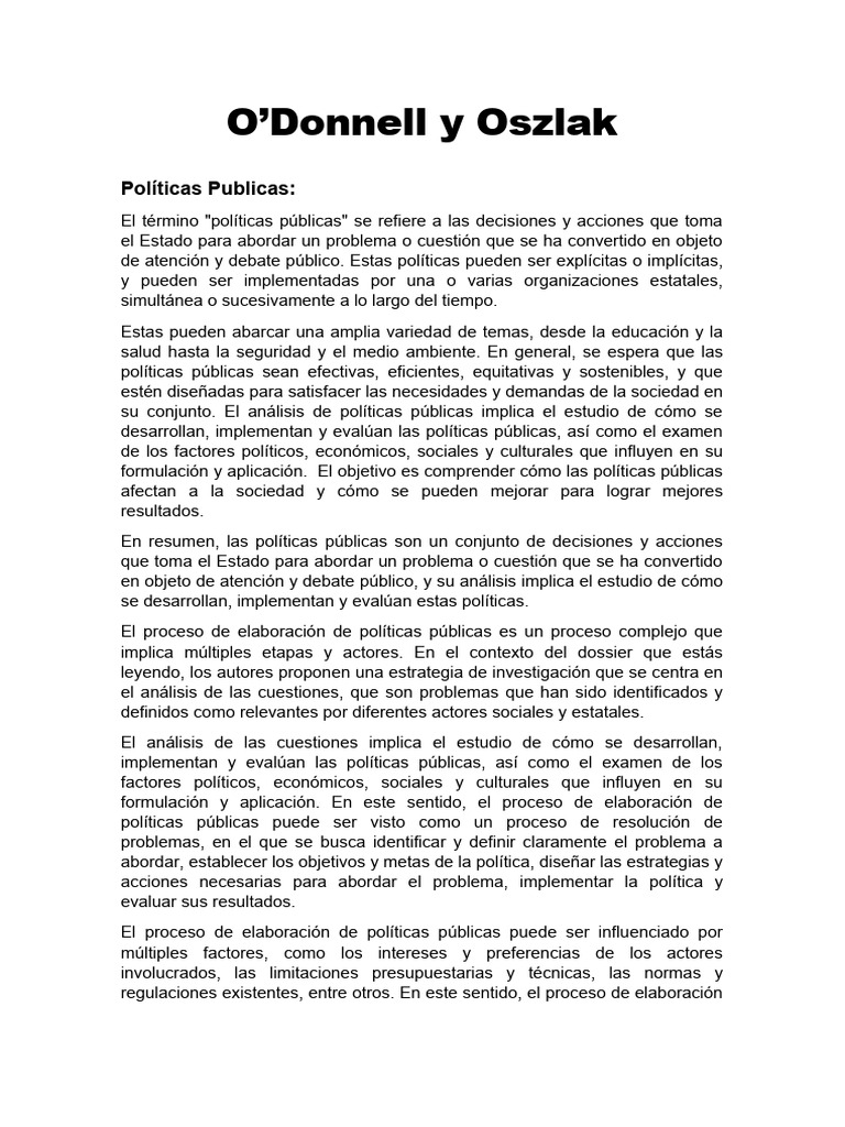 O Donnell - Oszlak Definición Del Problema. | PDF | Sociedad | Comportamiento