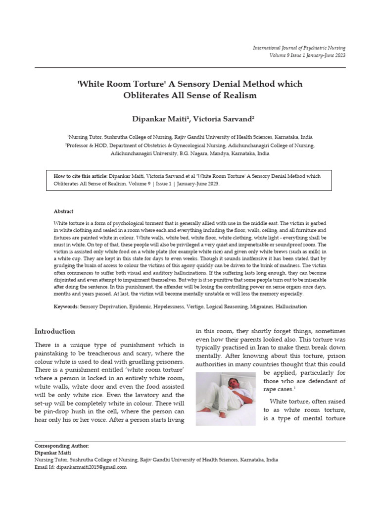 'White Room Torture' A Sensory Denial Method Which Obliterates All ...