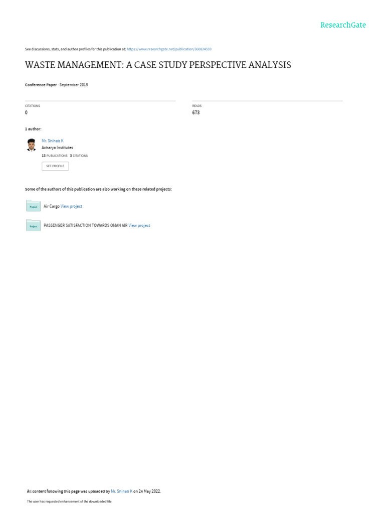 Waste Management: A Case Study Perspective Analysis: September 2019 ...