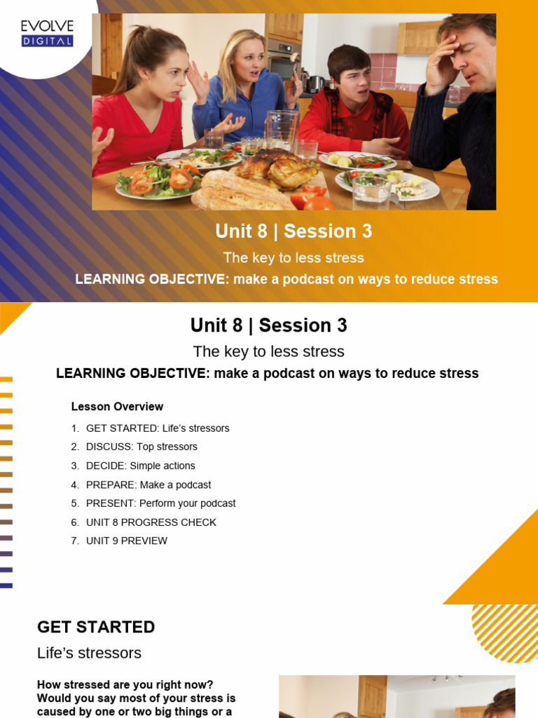Unit 8 - Session 3: The Key To Less Stress | PDF