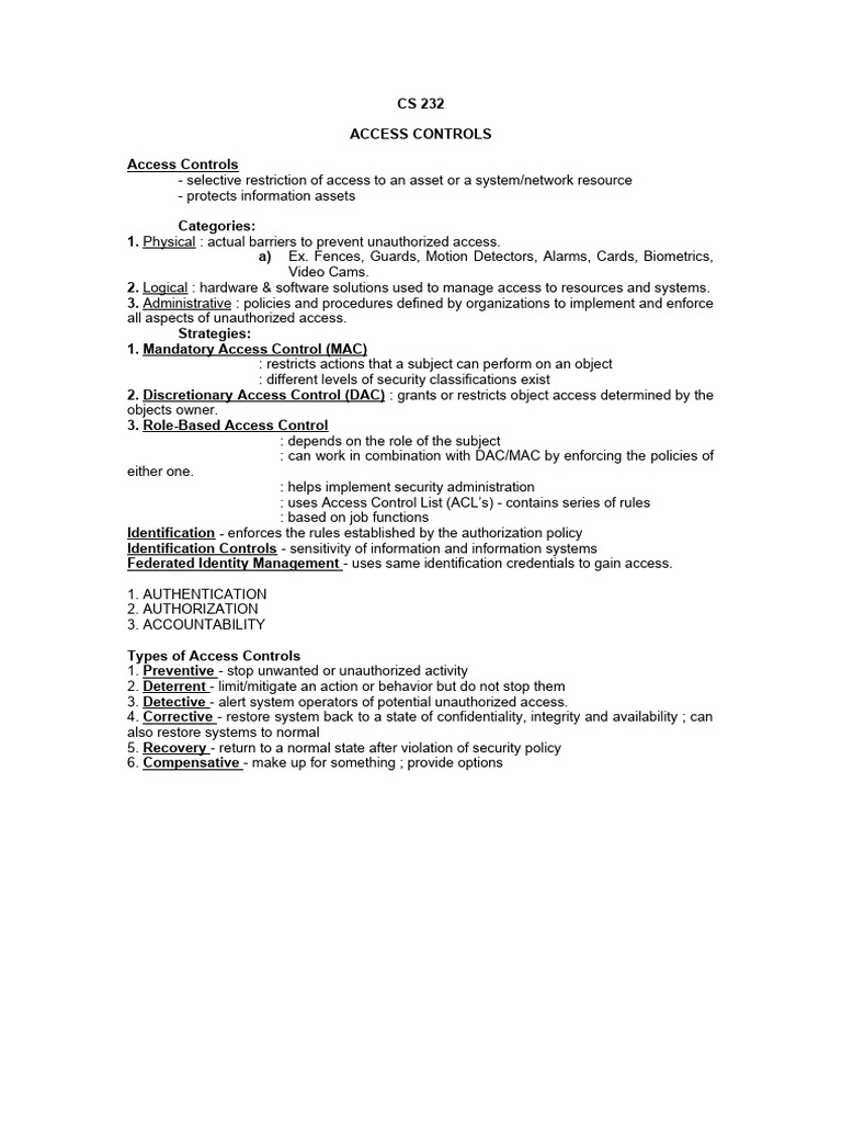Access Control - Notes | PDF Access Control - Notes | PDF