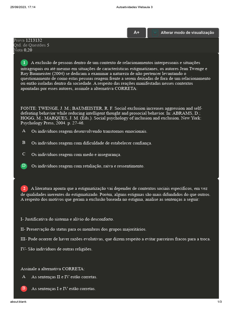 Autoatividades Webaula 3 | PDF