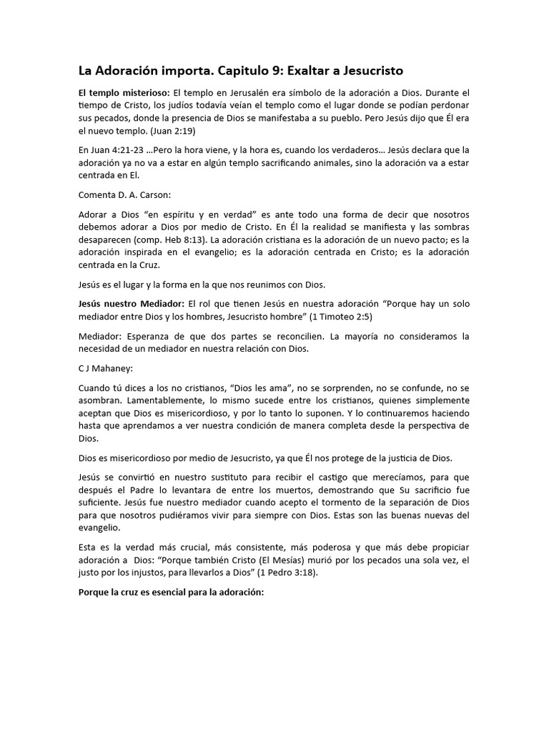 La Adoración Importa Cap 9 | PDF