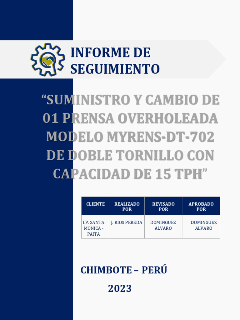 Informe - de - Seguimiento - 8 - Ot - 225 (19.09.23 Al 23.09.23) | PDF | Ingeniería | Producción ...