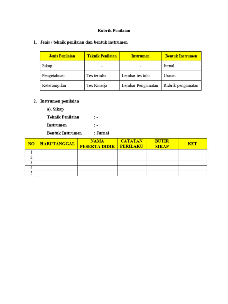 Rubrik Penilaian | PDF