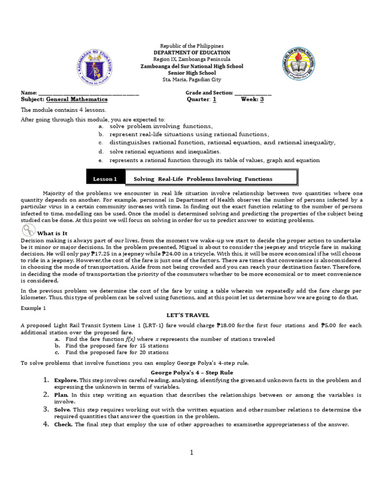 General-Mathematics Q1 W3 | PDF