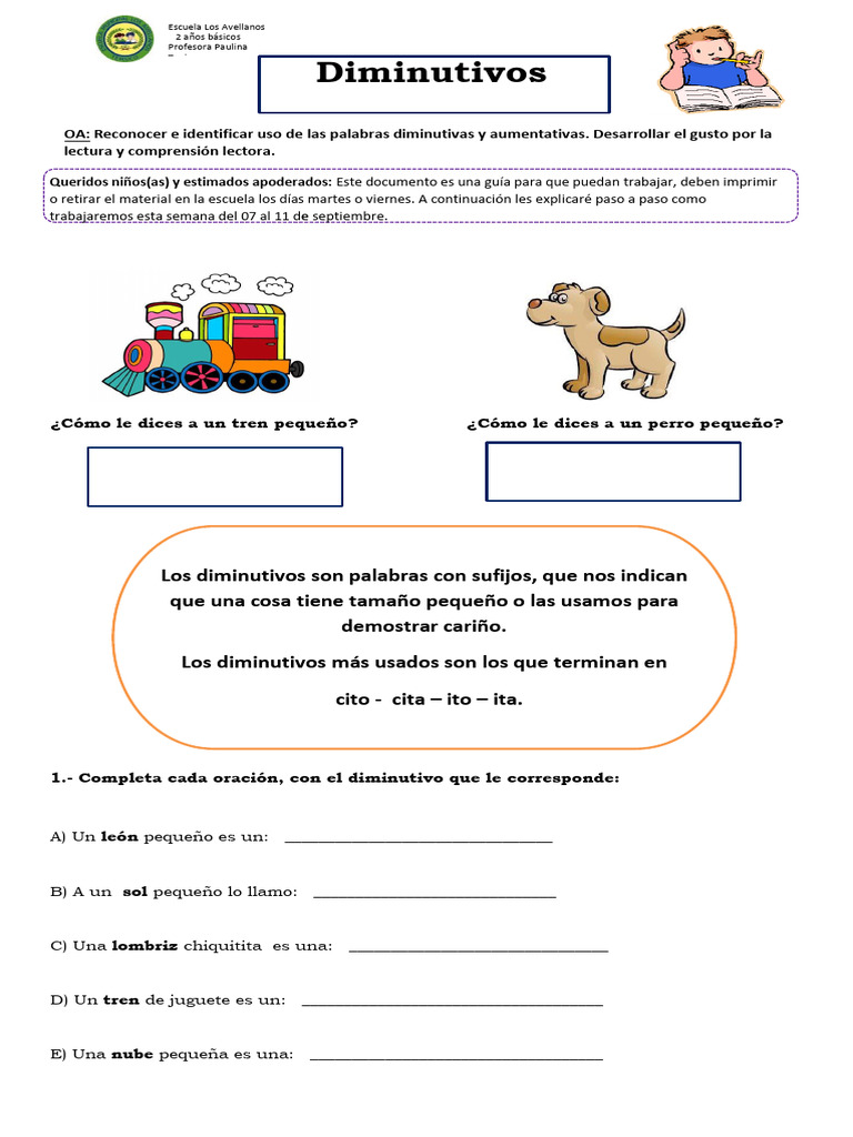 Lenguaje Los Diminutivos | PDF