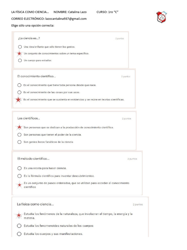 1 ABC Cuestionario FÍSICA COMO CIENCIA | PDF