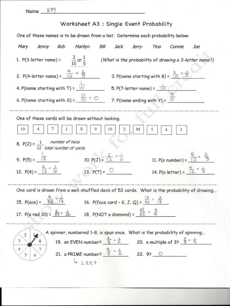 Unit 8 Probability Worksheet Packet Answer Key | PDF