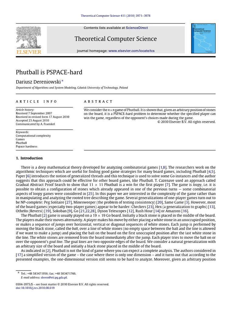 Preuve, Phutball Pspace Complet | PDF | Vertex (Graph Theory) | Computational Complexity Theory