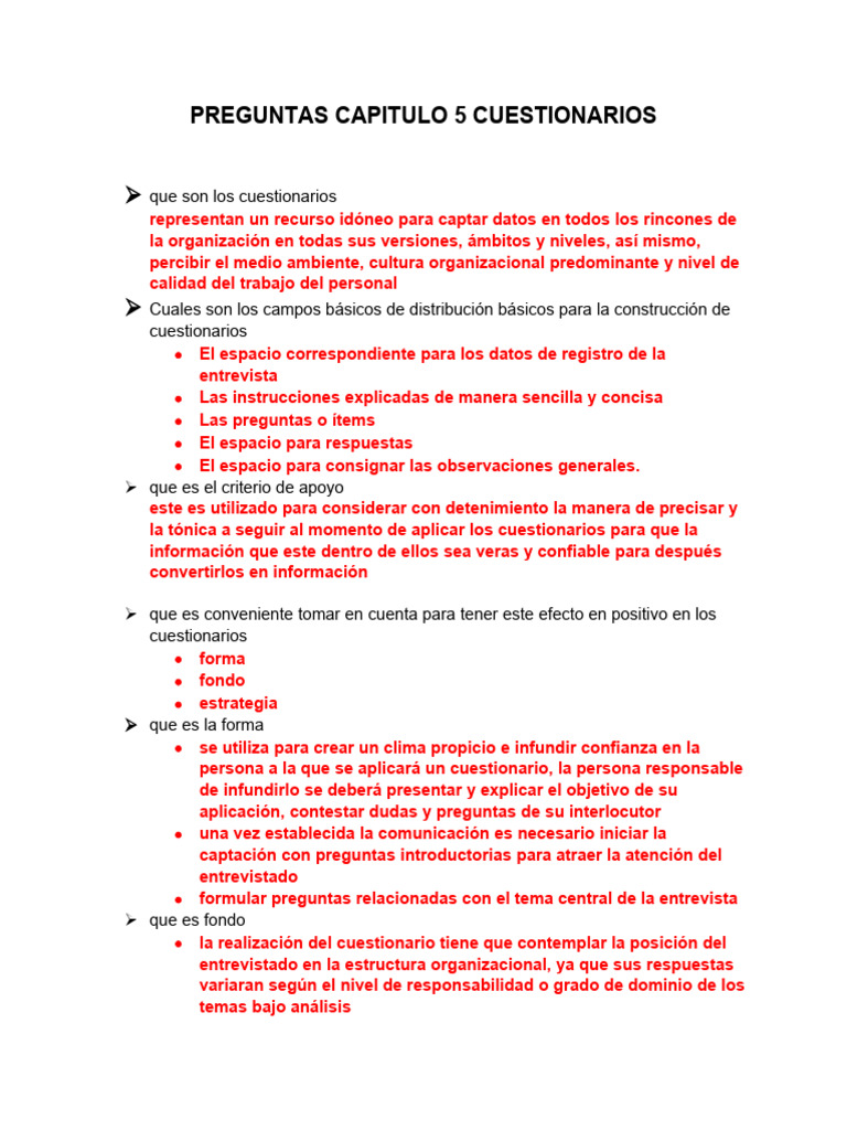 Preguntas Capitulo 5 Cuestionarios | PDF