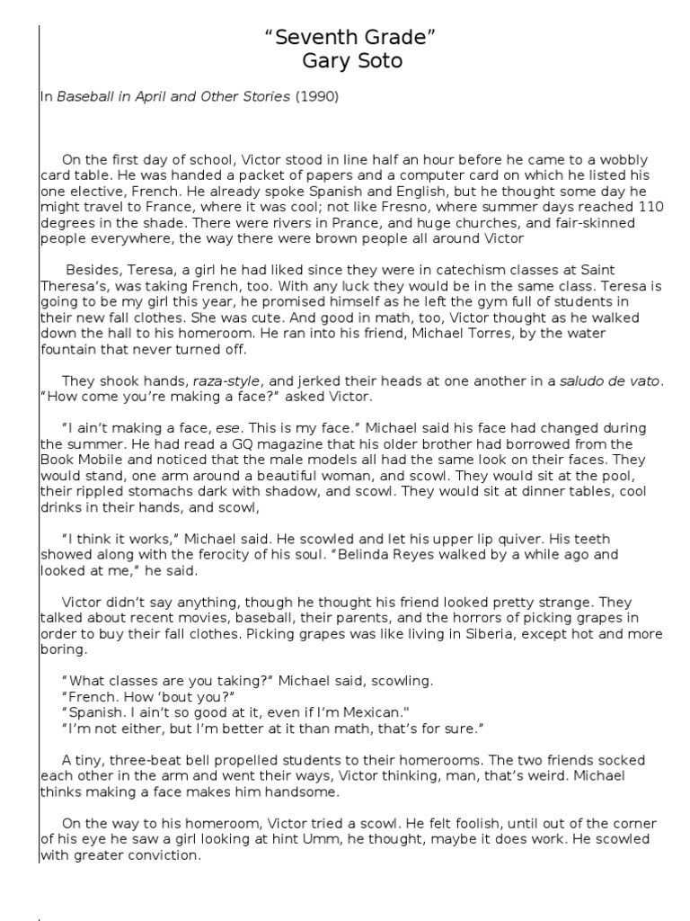 Seventh Grade Crush and French Class | PDF