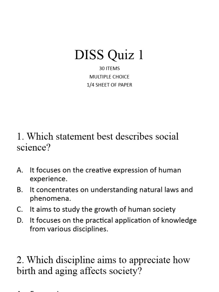 F2F DISS Quiz 1 | PDF | Social Sciences | Science