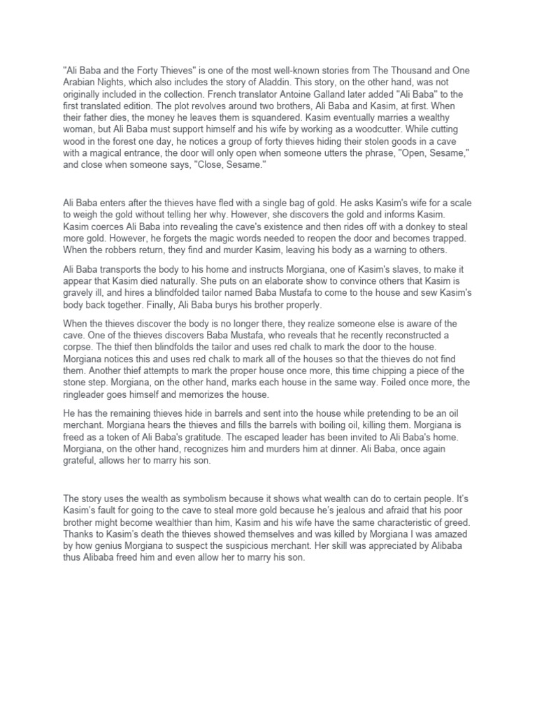 Ali Baba and The Forty Thieves | PDF | Mystery, Thriller & Crime Fiction